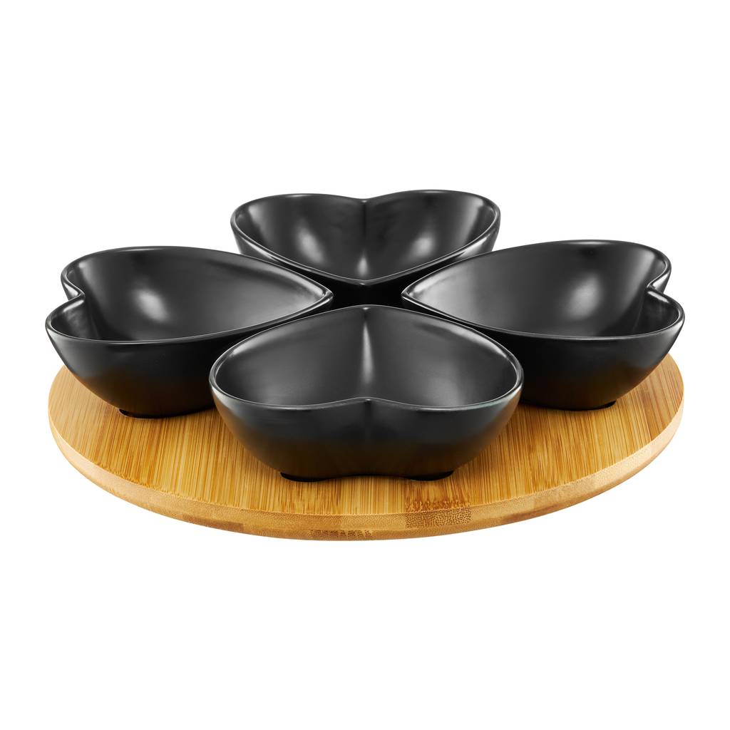 Set boluri inima Ambition Natural, 5 piese, portelan, negre - eMAG.ro