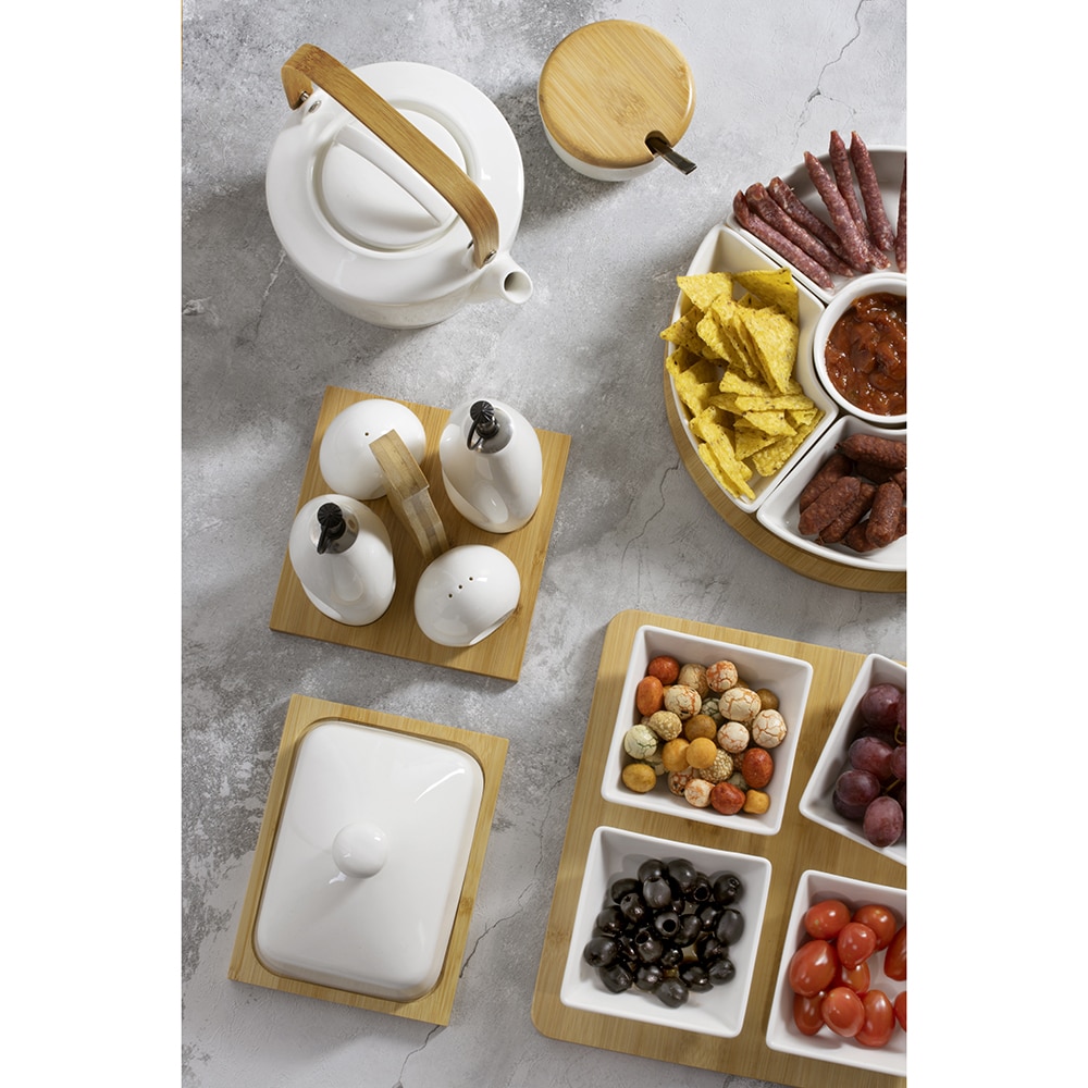 Set boluri inima Ambition Natural, 5 piese, portelan, albe - eMAG.ro