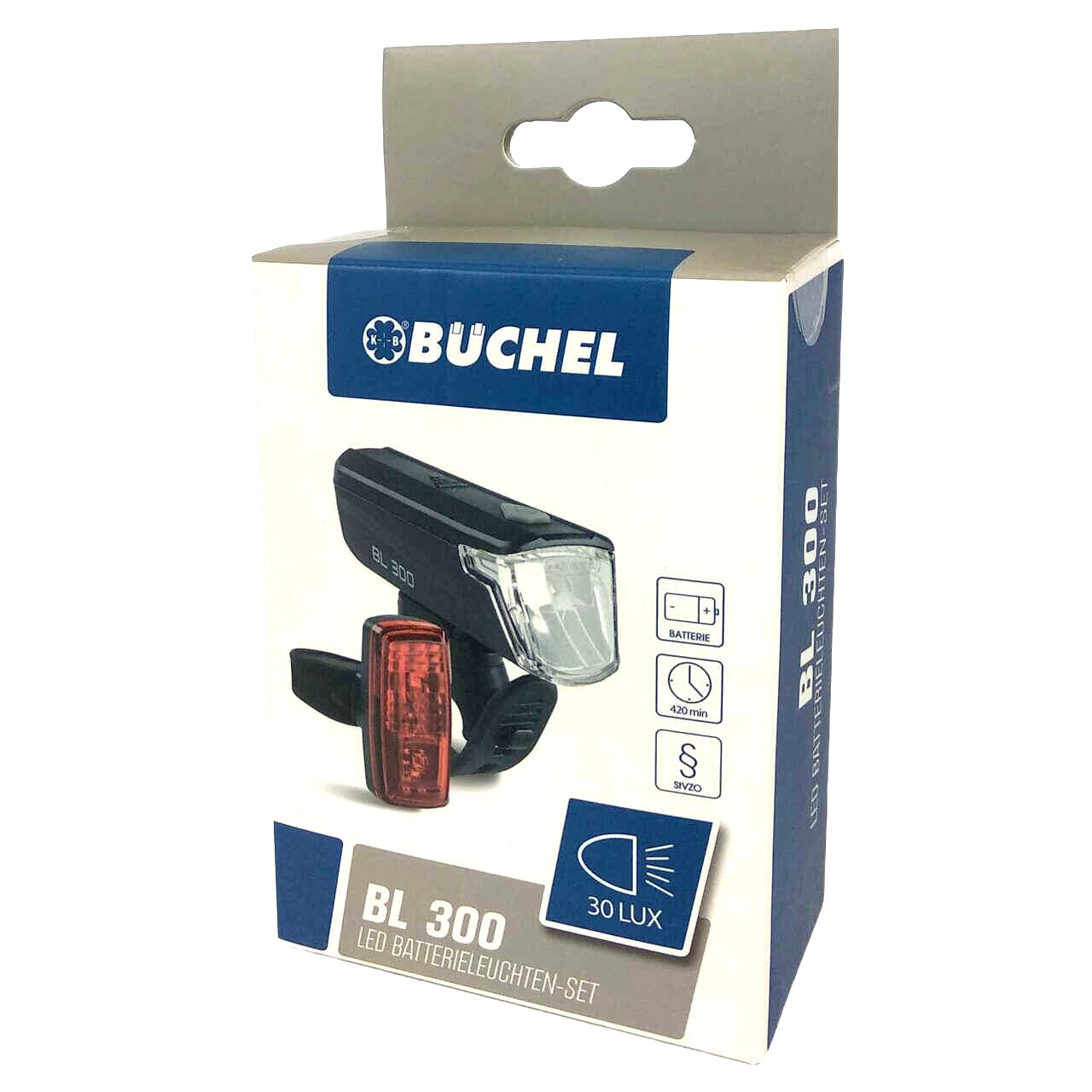 Set far si stop bicicleta cu LED 30/15 lux, Buchel - eMAG.ro