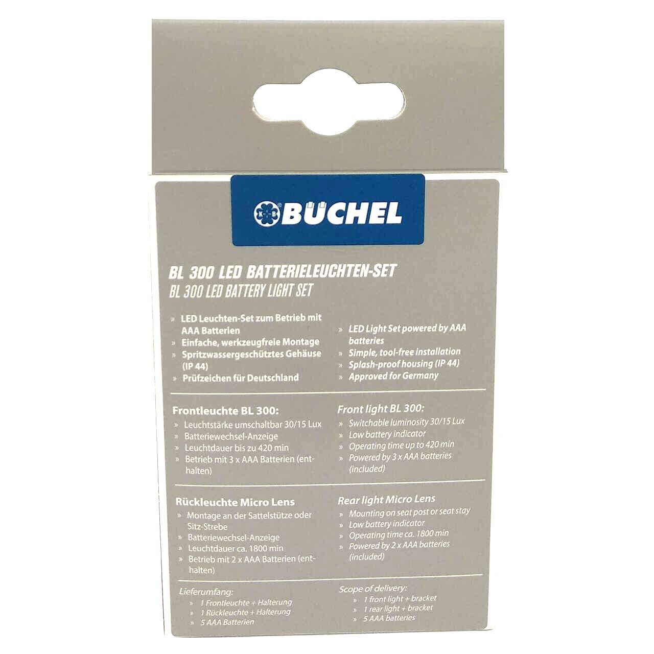 Set far si stop bicicleta cu LED 30/15 lux, Buchel - eMAG.ro