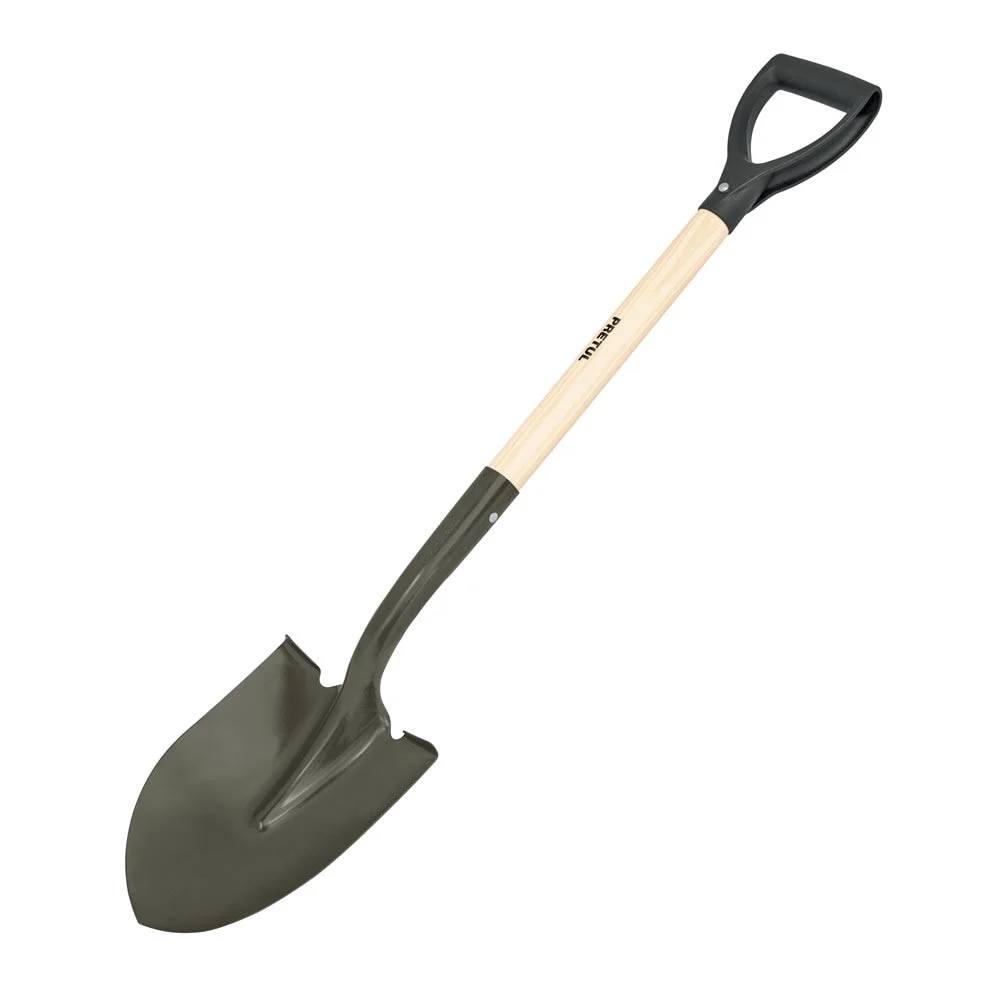 Lopata de gradina cu maner D, Lemn/Metal, PRETUL, 100 cm, Negru/Maro ...