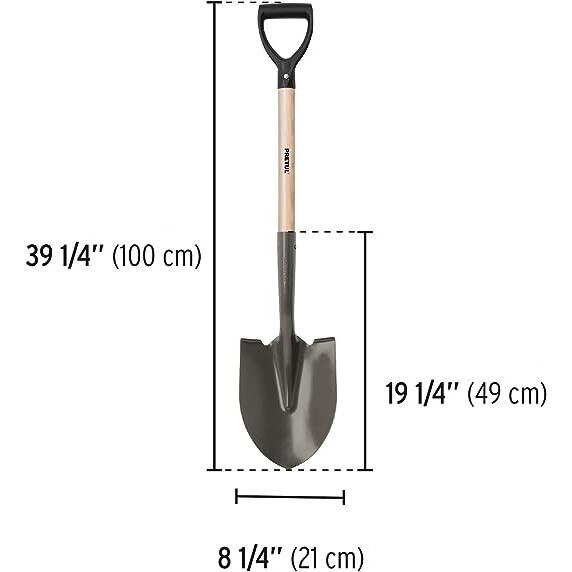 Lopata de gradina cu maner D, Lemn/Metal, PRETUL, 100 cm, Negru/Maro ...