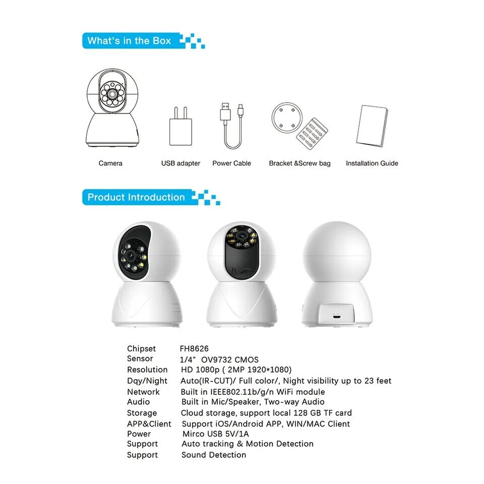 Camera de supraveghere Smart, wireless, wifi 360 camera, monitorizare ...