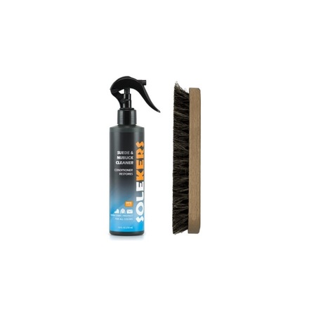 Solutie curatare incaltaminte piele intoarsa si nubuck, 230ml si Perie ...