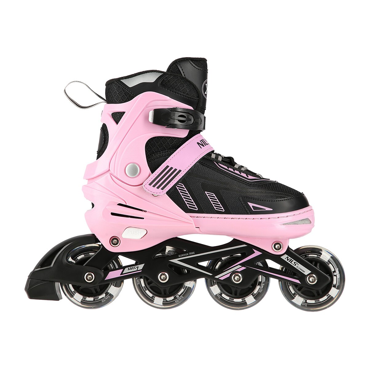 Patine cu rotile reglabile cu LED pentru copii Abec-7 Nils Extreme Roz ...