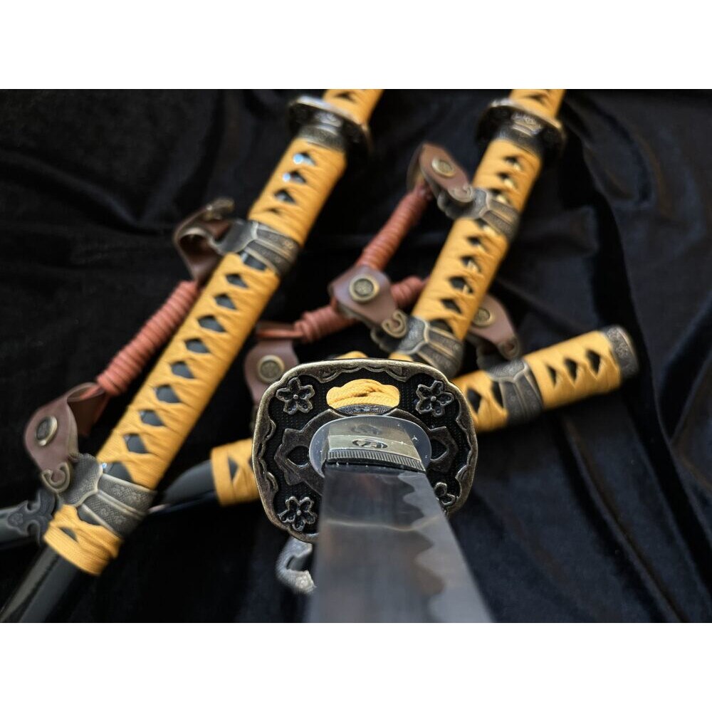 Set de 3 Sabii Tachi cu Teaca Katana Wakizashi Tanto cu Suport ...