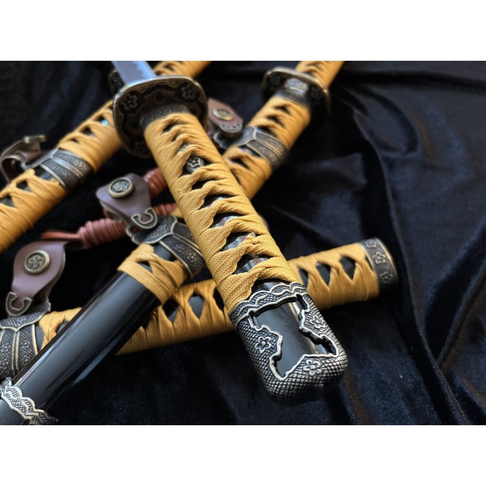 Set de 3 Sabii Tachi cu Teaca Katana Wakizashi Tanto cu Suport ...