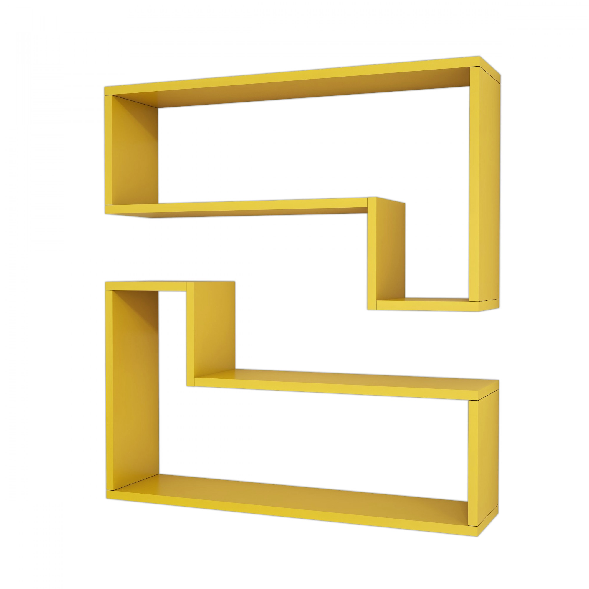 Set 2 rafturi Ozy Modella, galben inchis, 83.6 x 43.6 x 19.5 cm, pal 18 ...