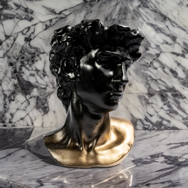 Vaza David, negru-auriu, pentru interior, 26x19x19 cm - eMAG.ro