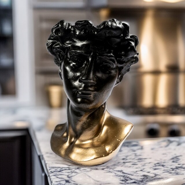 Vaza David, negru-auriu, pentru interior, 26x19x19 cm - eMAG.ro