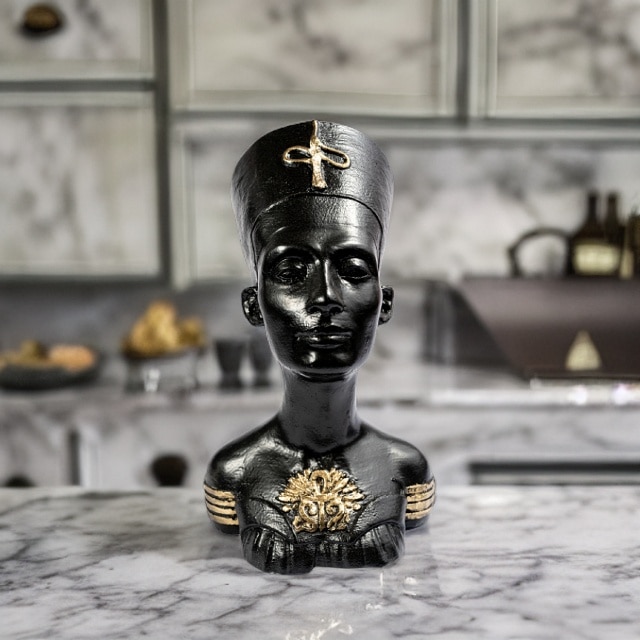 Vaza Nefertiti, negru-auriu, pentru interior, 28x18x18 cm - eMAG.ro