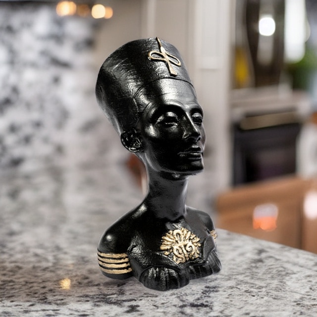 Vaza Nefertiti, negru-auriu, pentru interior, 28x18x18 cm - eMAG.ro