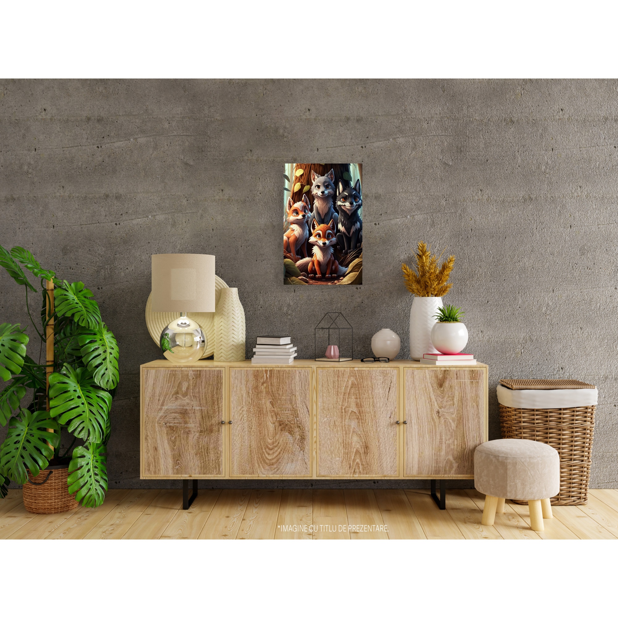 Tablou Canvas Cu Portret Animale Zambitoare In Padure, Desene Animate ...