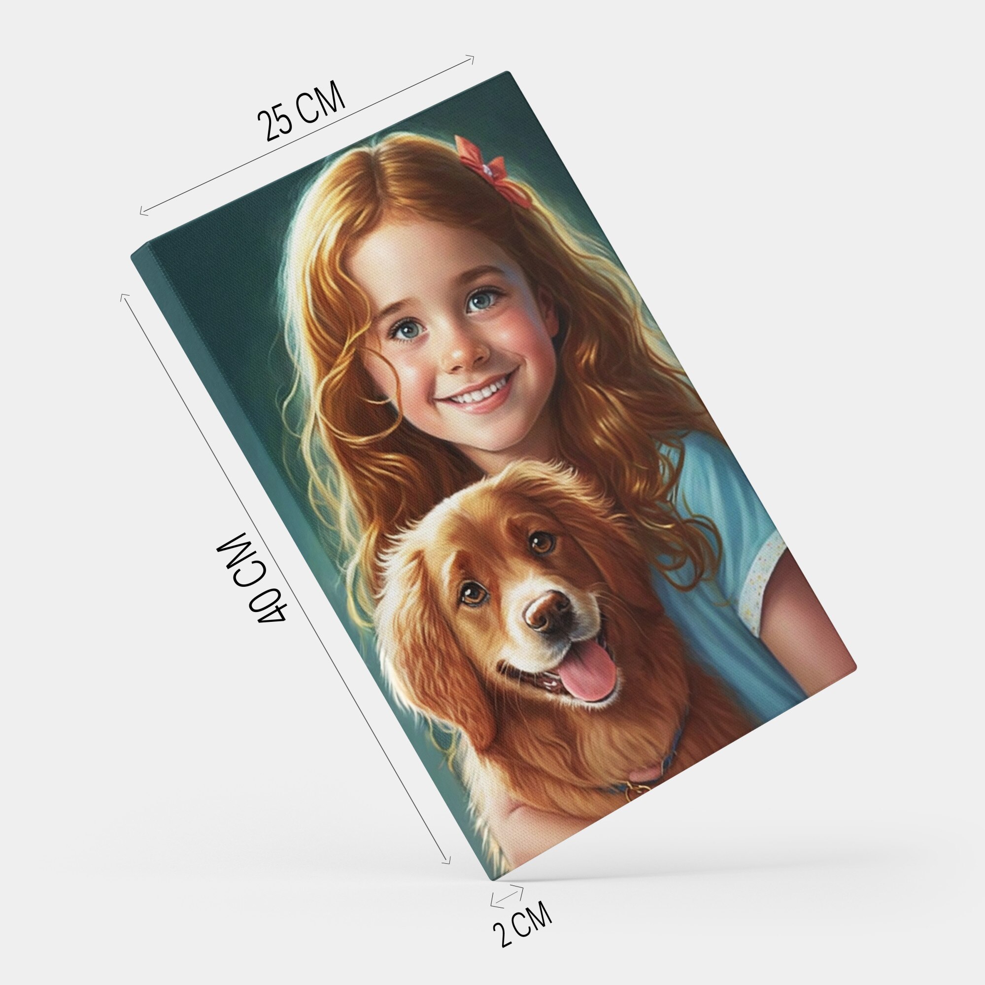 Portré vászonfestmény Gyömbér lány kölyökkutyával, Szeplős gyerek, Az ...