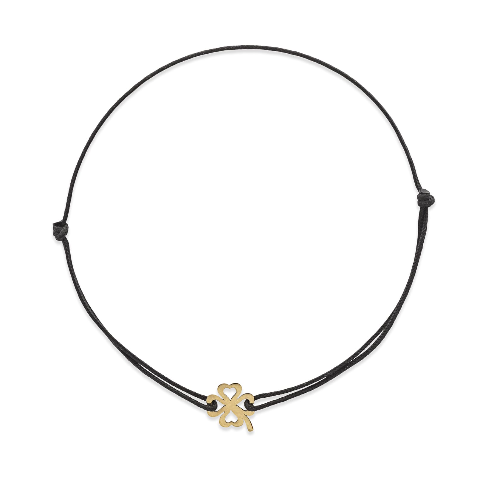 Bratara aur 14k Luck, cu snur negru reglabil, model trifoi - eMAG.ro