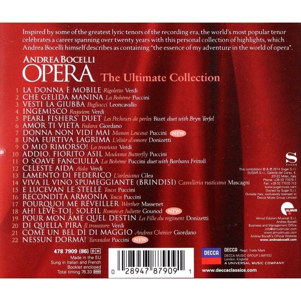 Andrea Bocelli: Opera The Ultimate Collection (PL) [CD] - eMAG.hu