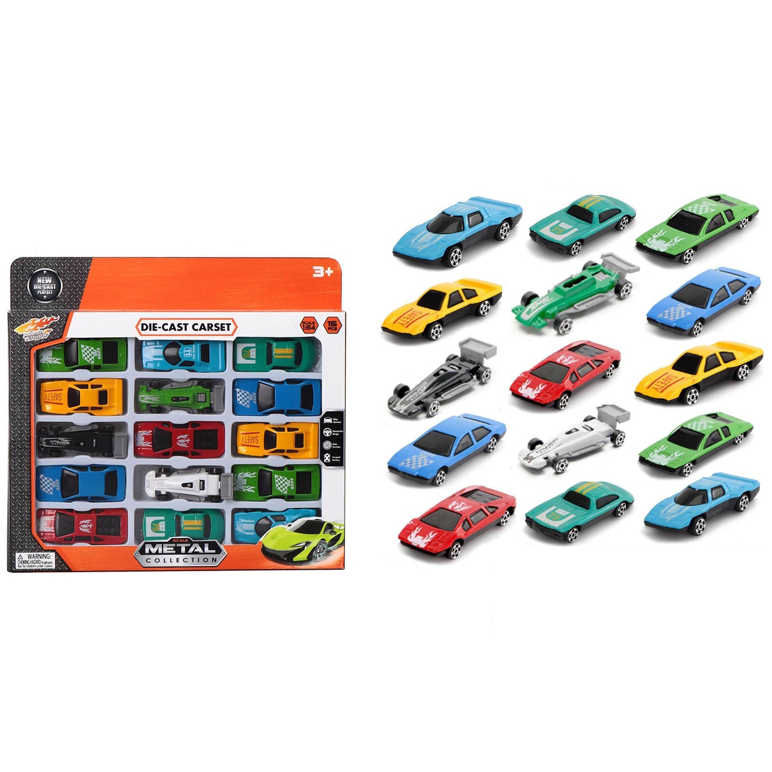 Set 15 masinute copii, Trifox, Metal, Multicolor - eMAG.ro