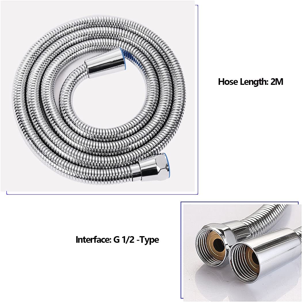 Furtun de dus flexibil, Inox, 2m, Universal, Crom - eMAG.ro