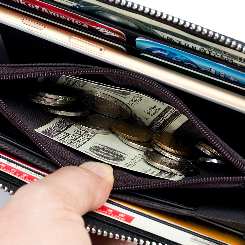 Portofel dama, vienod, Piele naturala, RFID, 19.5x10.5x2.2cm, Roz - eMAG.ro