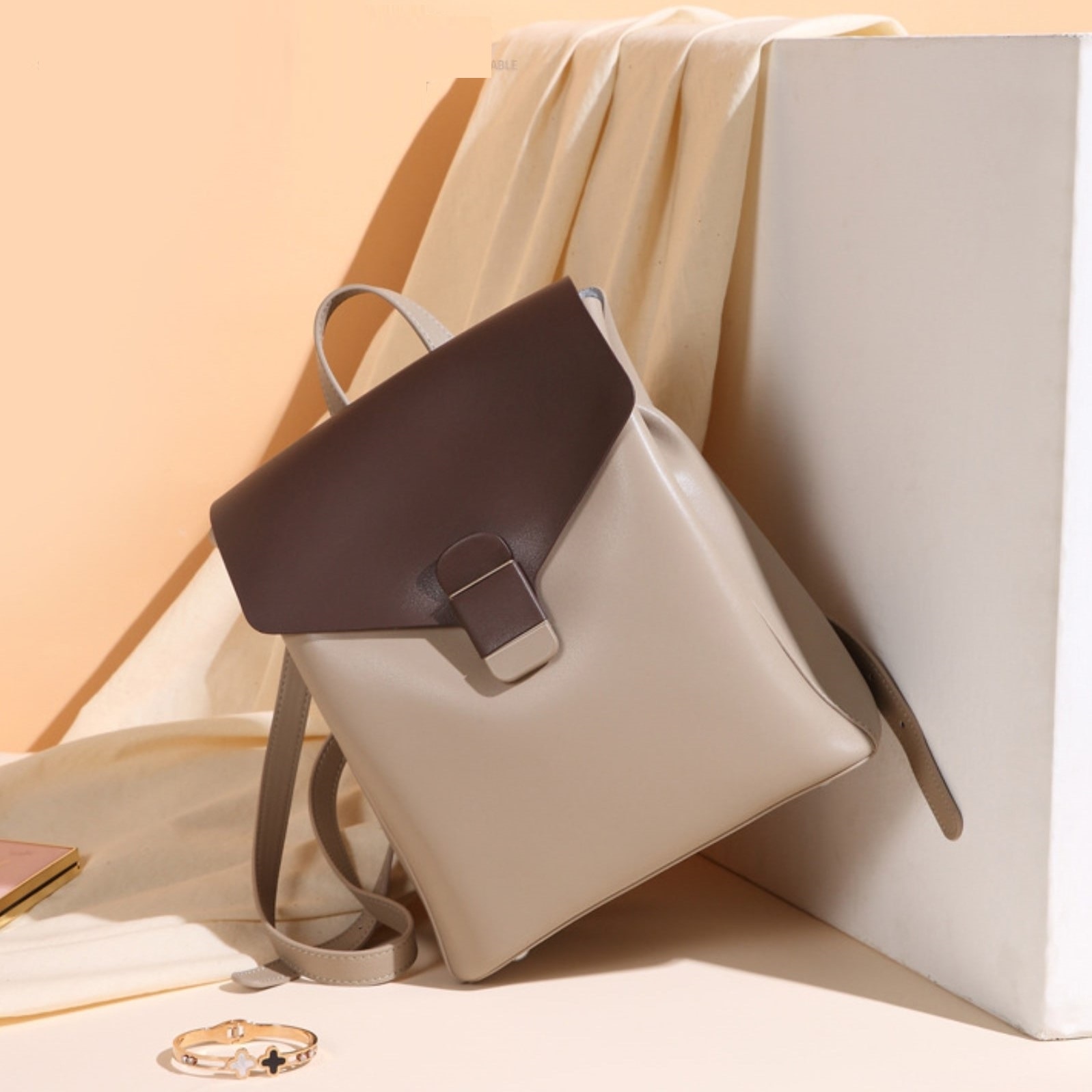 Rucsac dama, Freeland B995, Piele naturala, Cappuccino - eMAG.ro