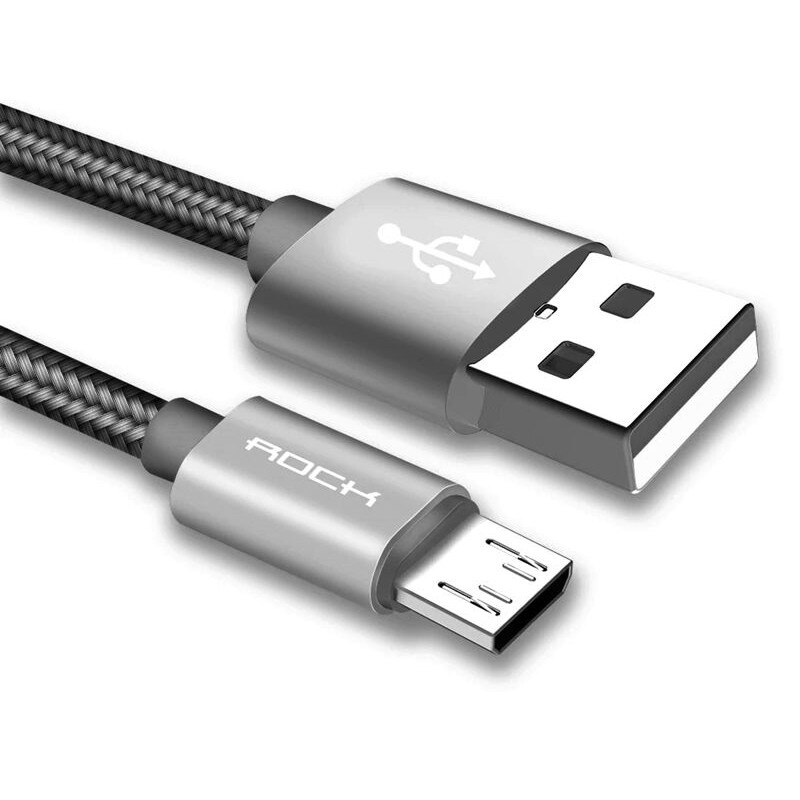 Cablu Micro USB, Rock, 1m, Gri - eMAG.ro