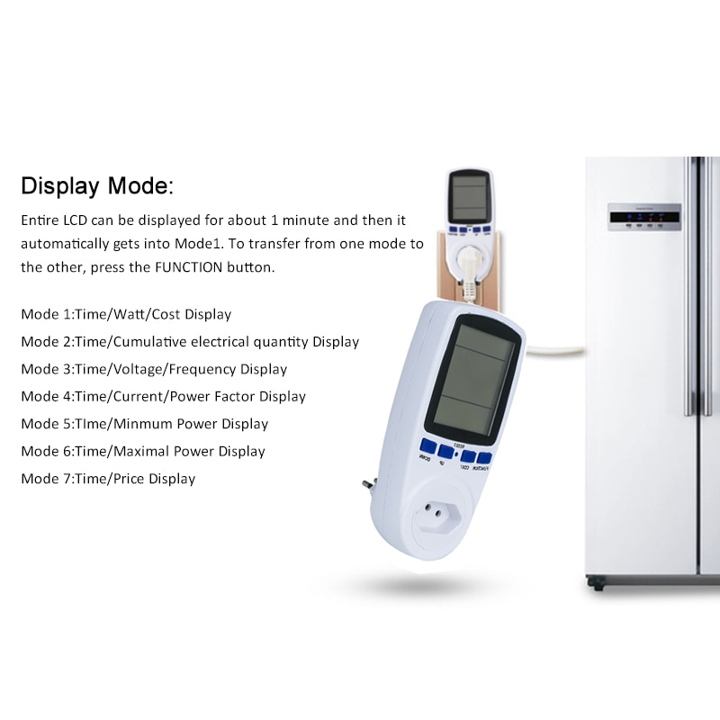 Гнездо за електромер P1 Мониторинг на консумацията 16a Lcd цифров екран 7 функции Защита от