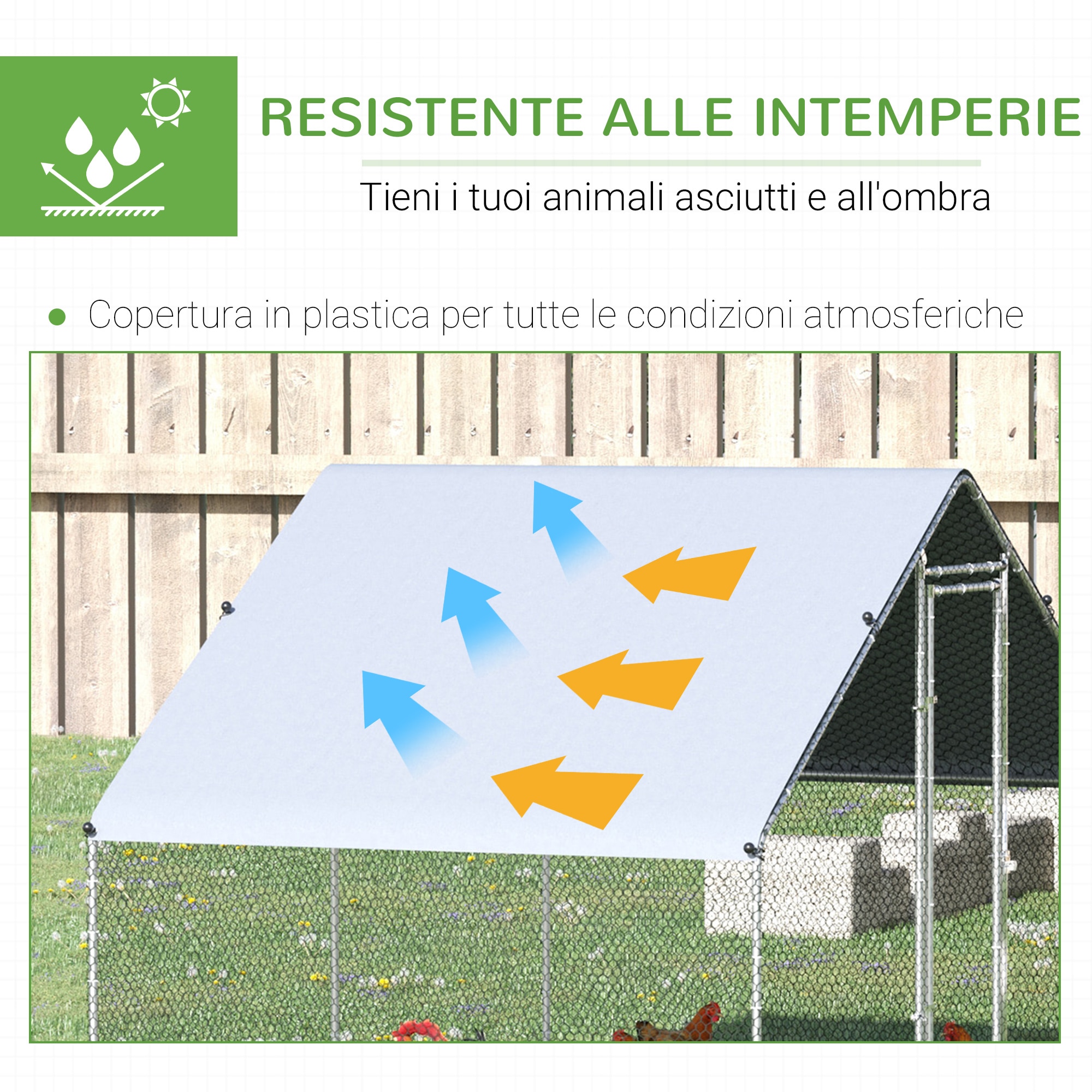Tarc de gaini, Pawhut, Metal, 3x6x2m, Argintiu - eMAG.ro