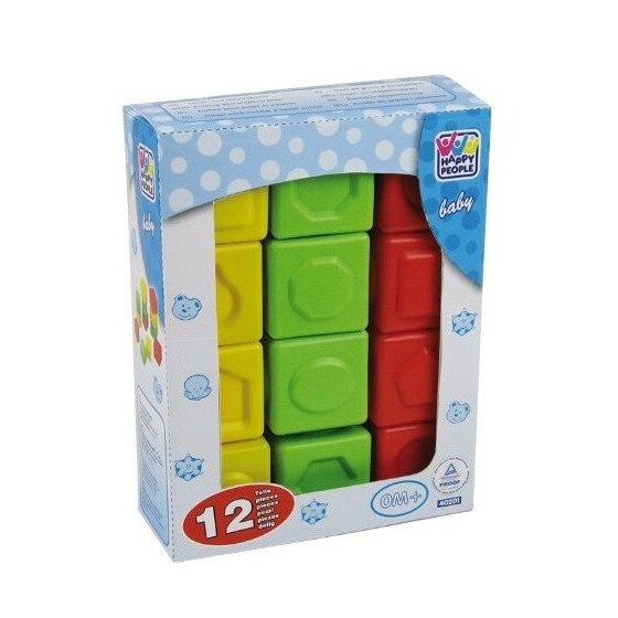 Set 12 cuburi colorate bebe Happy People - eMAG.ro