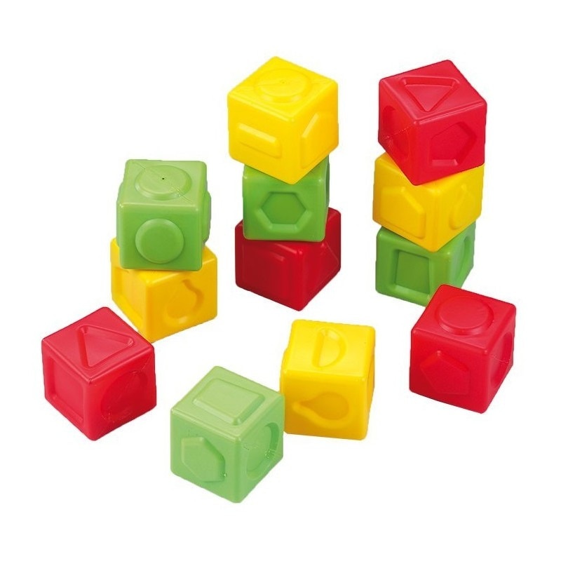 Set 12 cuburi colorate bebe Happy People - eMAG.ro