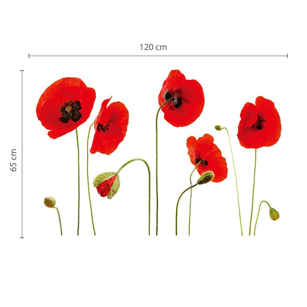 Sticker Maci (Red Poppy Flowers) - 120x65cm - eMAG.ro
