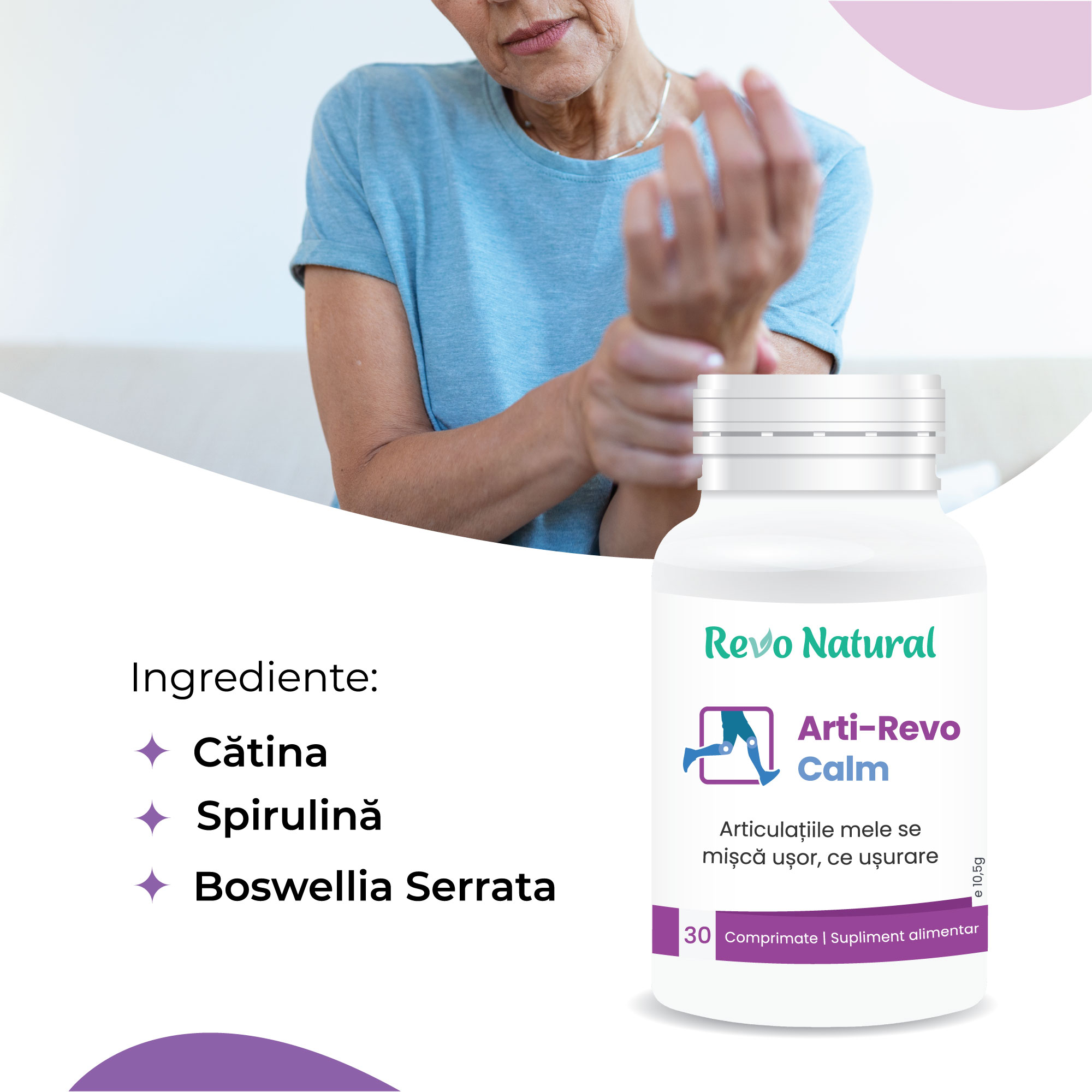 Supliment alimentar, Arti-Revo Calm, Revo Natural, 30 Comprimate - eMAG.ro