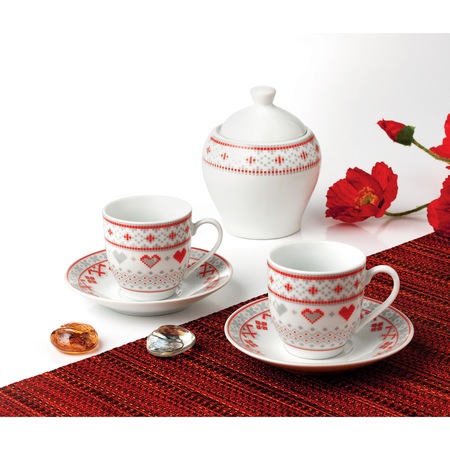 Сервиз за кафе OTI, Порцеланов, 6 части, Модел Traditional - eMAG.bg