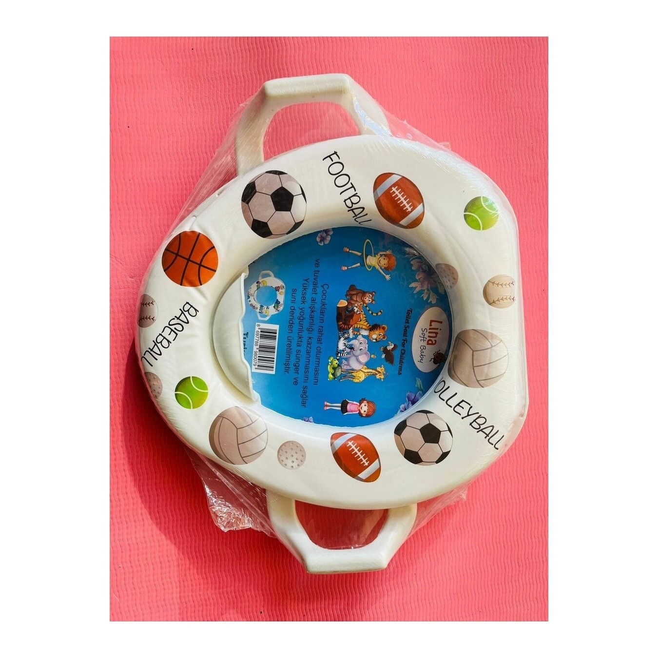 Reductor WC copii moale pentru toaleta, cu manere model cu mingii - eMAG.ro