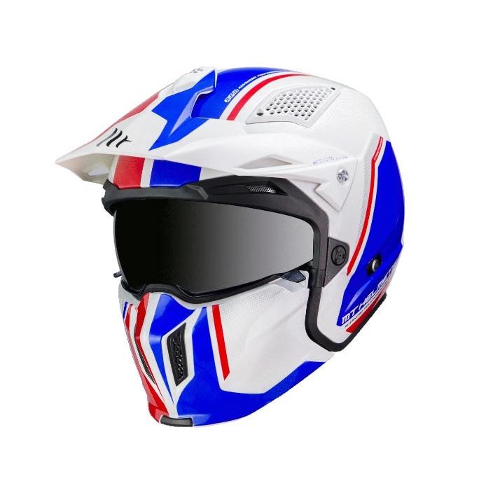 Casca moto, atv MT Streetfighter alb lucios cu ochelari soare integrati ...