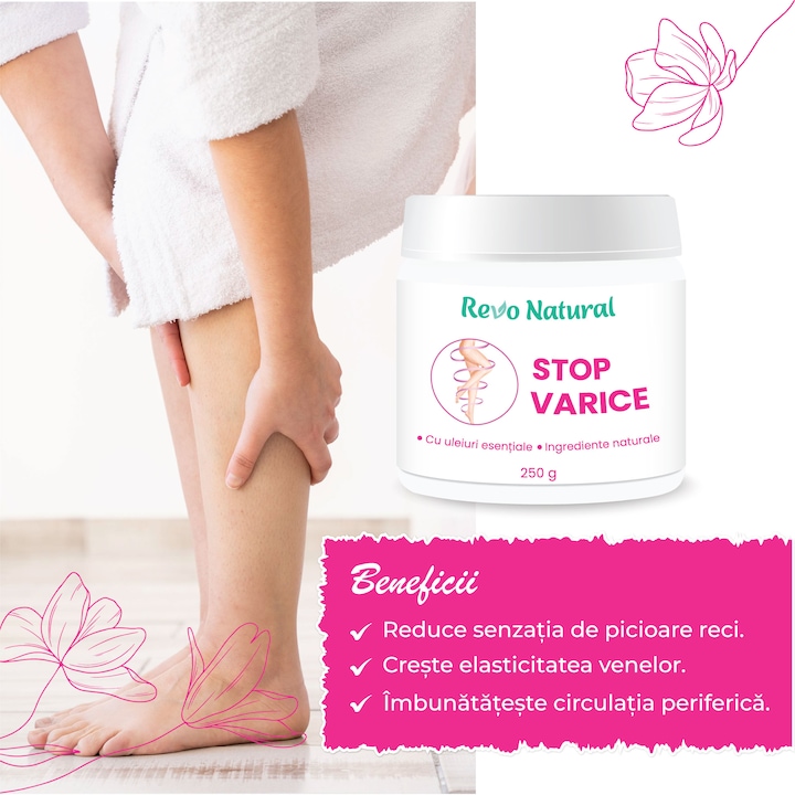 Crema pentru varice si picioare obosite, Stop Varice, 250 g, Revo ...