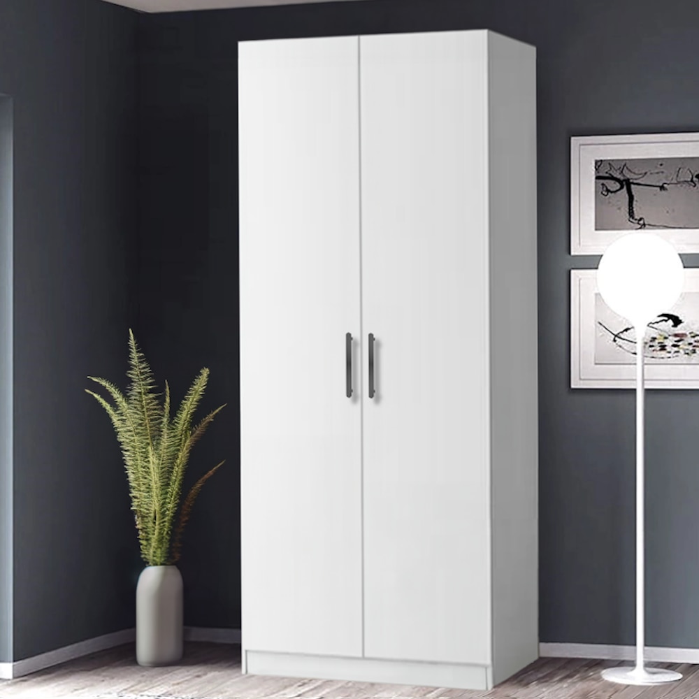 Dulap b2, Alb, H 200 x L 90 x A 50 cm, cu 2 usi si 2 bare de haine, PAL ...