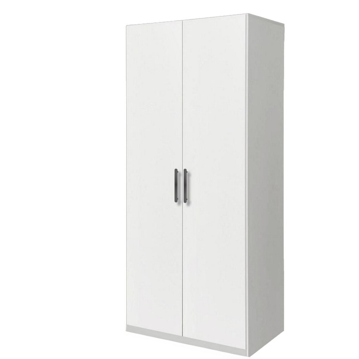 Dulap e4 Alb H 200 x L 90 x A 50 cm cu 2 usi si 4 polite PAL 18 mm ...