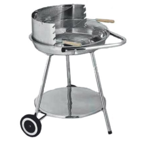 Gratar rotund din otel cromat, pe carbuni, cu roti, 60x48cm - eMAG.ro