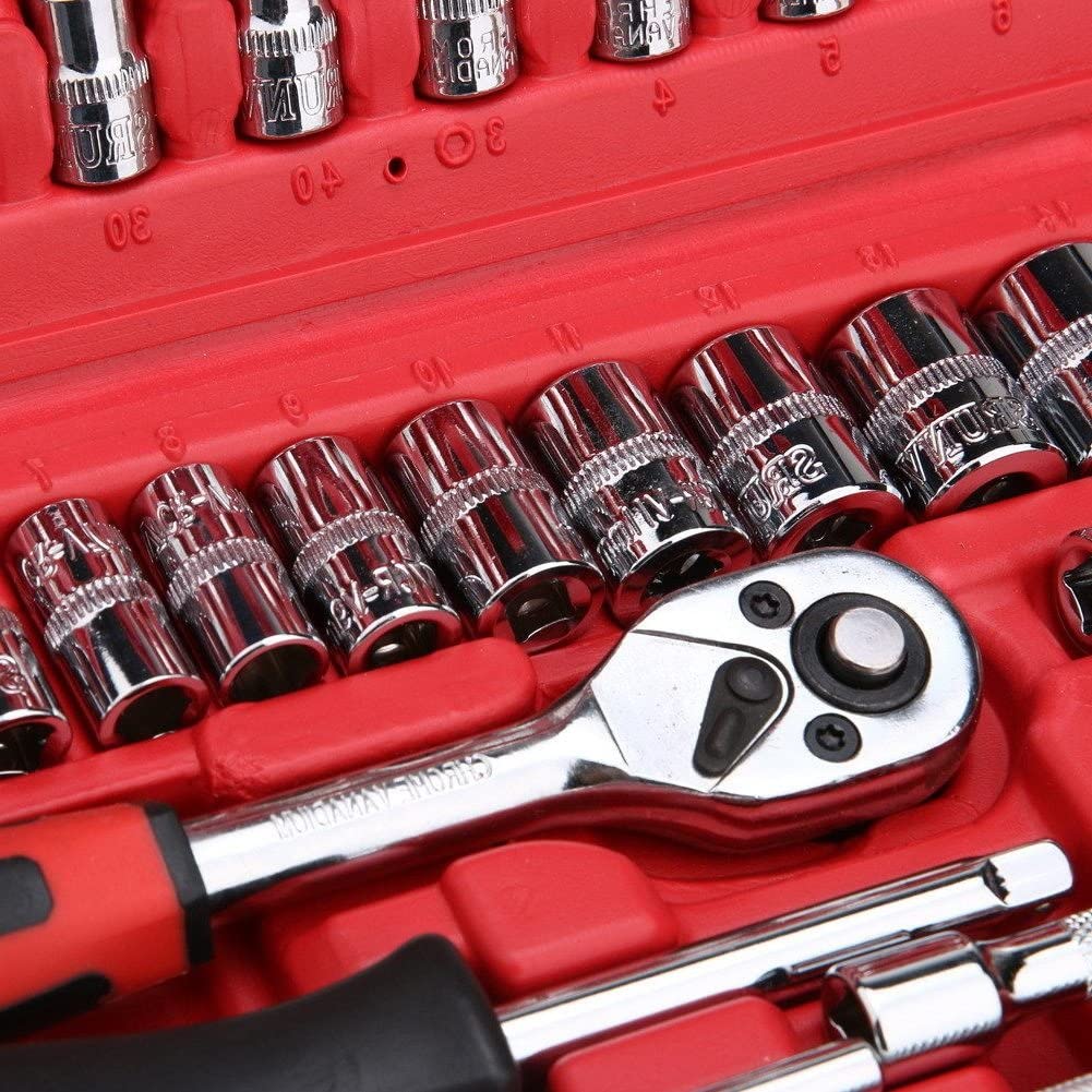 Trusa de chei si tubulare otel crom-vanadiu, din 46 de piese, Bigstren ...
