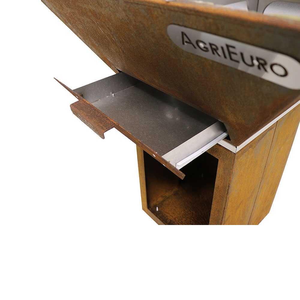 Gratar cu plita, pe lemne Colorado, 80x80x98.2 cm, Otel Corten, plita ...