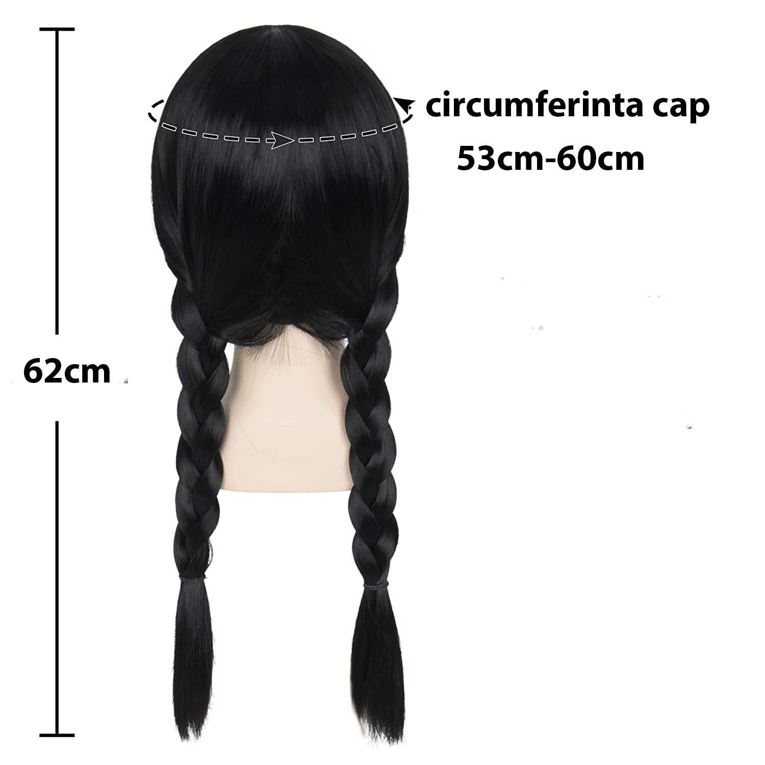 Peruca neagra cu cozi impletite Wednesday - eMAG.ro