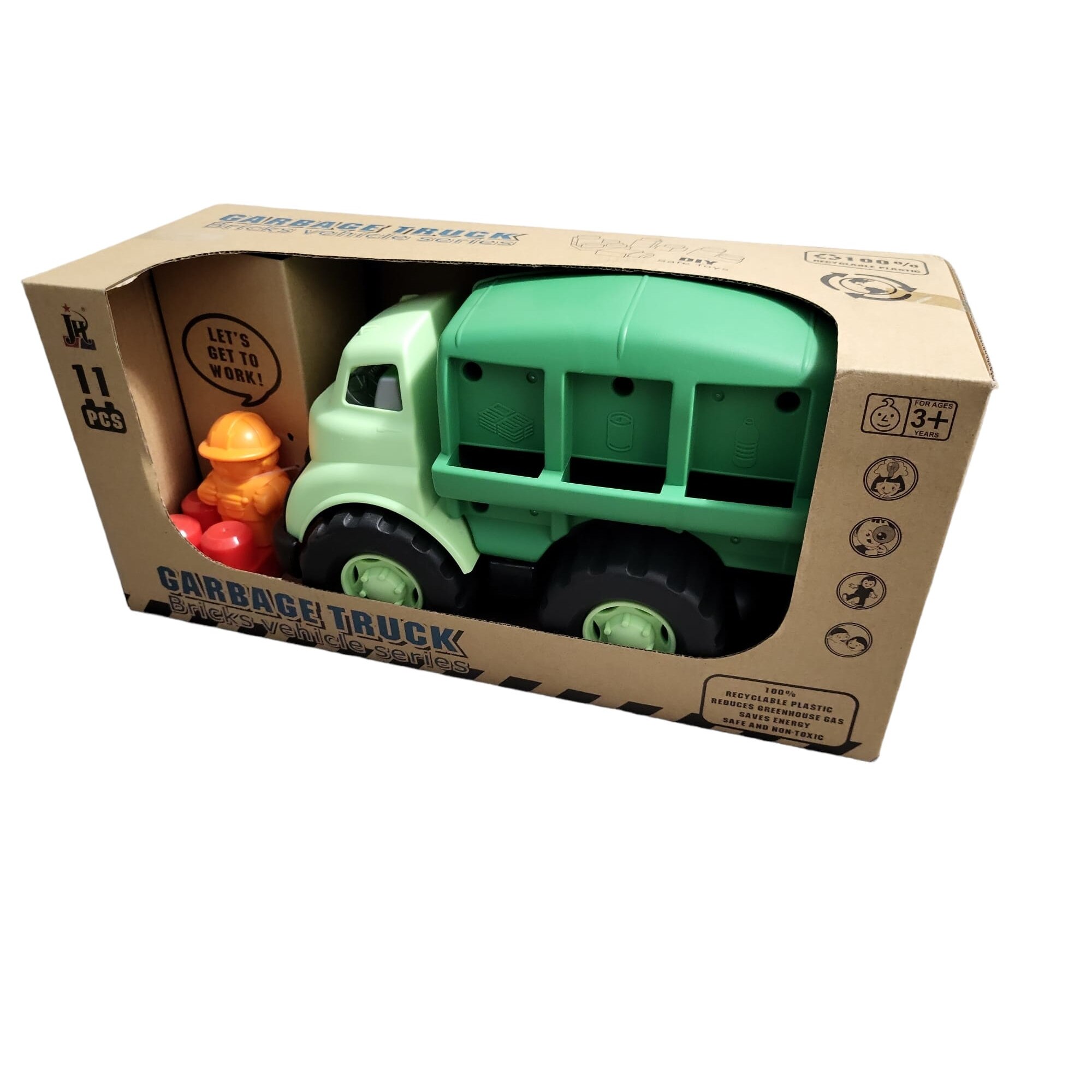 Masina de gunoi, plus 11 cuburi, din plastic reciclabil - eMAG.ro