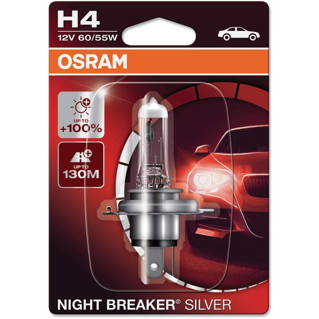 Bec Auto OSRAM, Blister, 12V, H4, 60/55 W, Conector P43t, +100%, Pentru ...