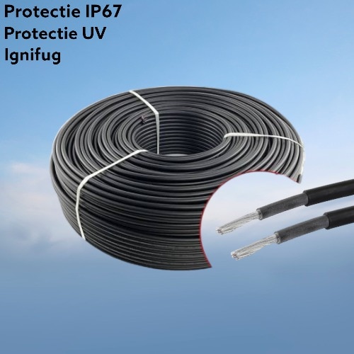 Cablu panou solar sau prelungire panou solar 4mm, culoare negru, cu ...