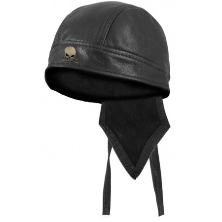 Bandana piele naturala, BRG, neagra, model "Craniu" - eMAG.ro