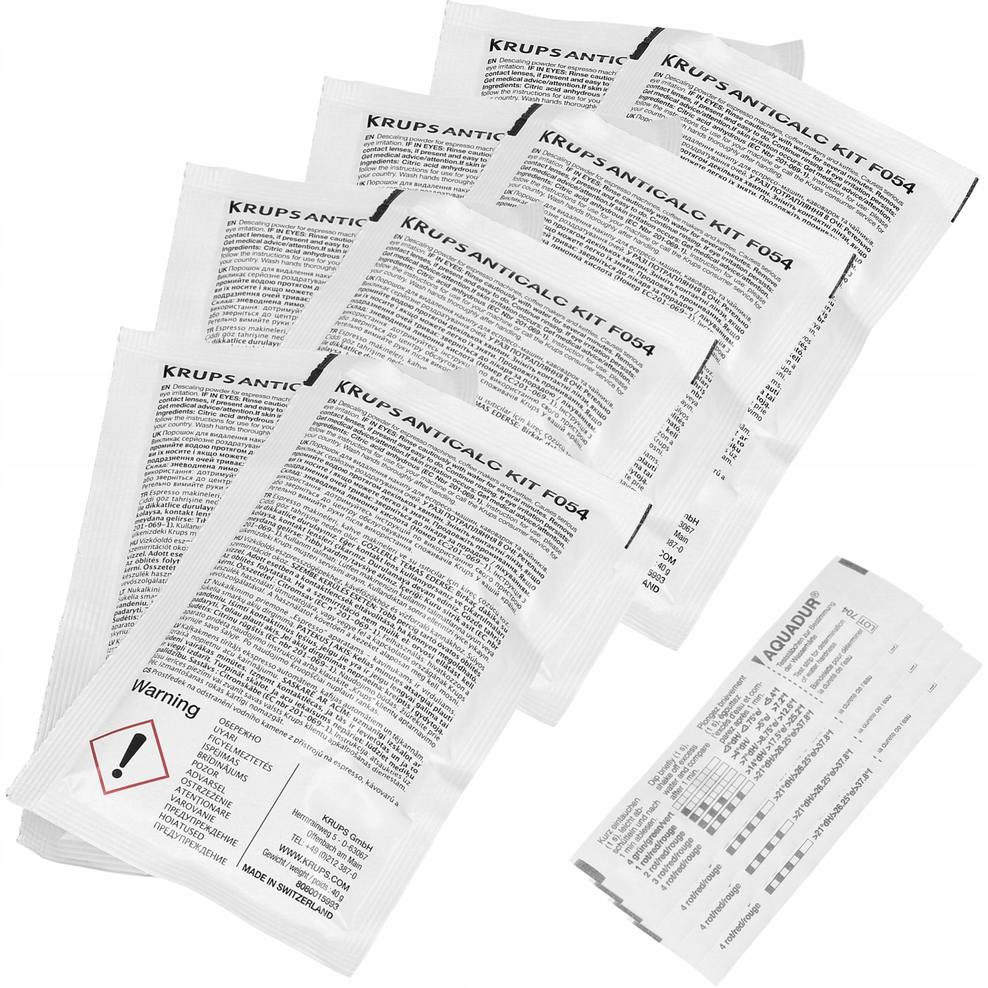 Set 4 teste duritate apa/8 plicuri detartrant, Krups, 40g, Alb - eMAG.ro