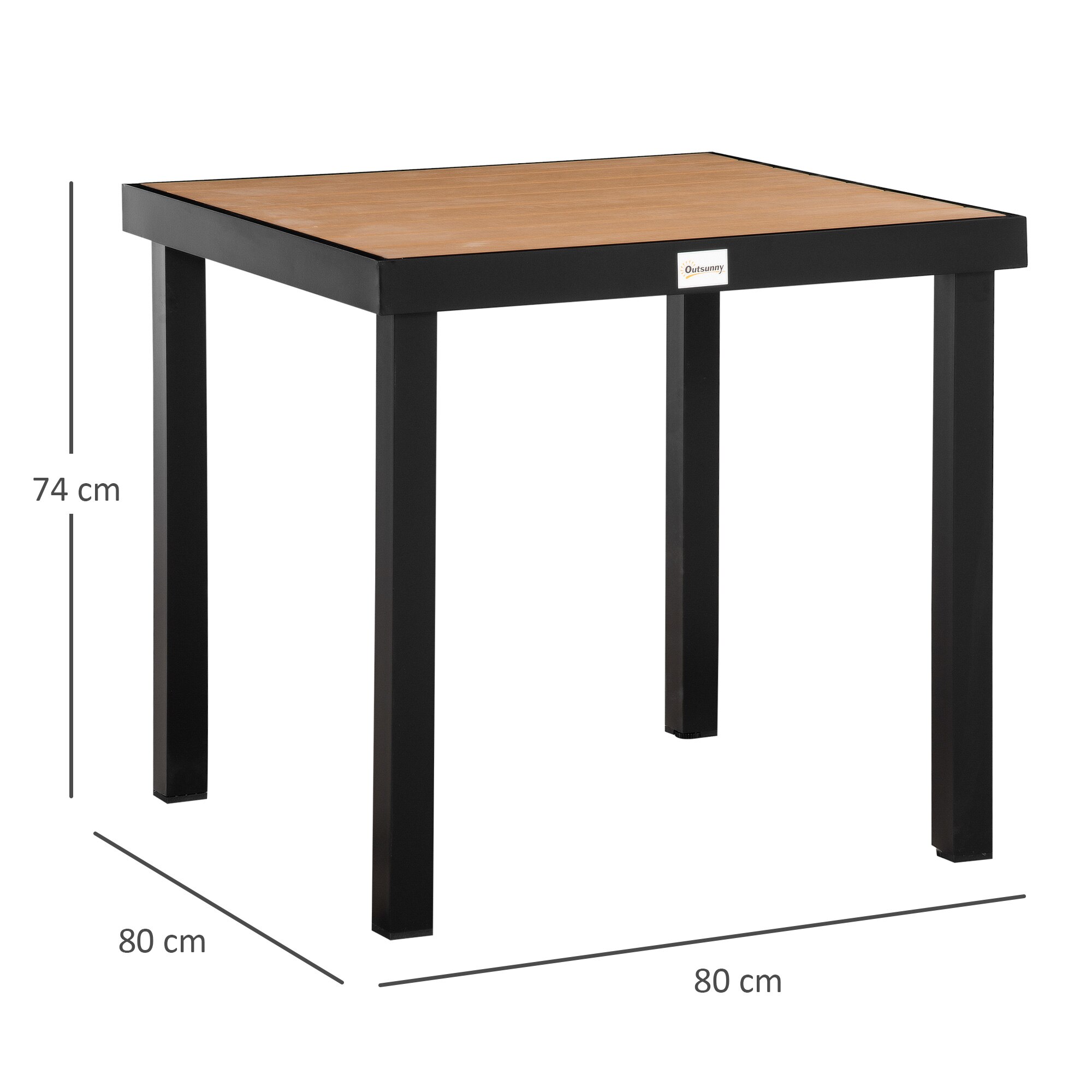 Masa de gradina, Outsunny, Aluminiu, pentru 4 persoane, Negru - eMAG.ro