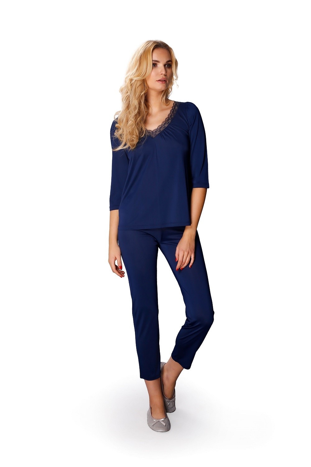 Set pijama 2 piese Vivien, Mewa, Viscoza, Bleumarin - eMAG.ro