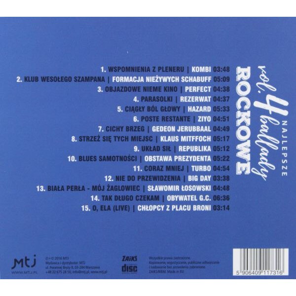 Najlepsze Ballady Rockowe Vol 4 [cd] Emag Bg