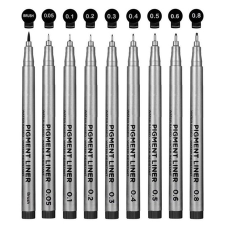 Set de 9 linere pen, Darklove, Cu cerneala pigmentara rezistenta la apa ...